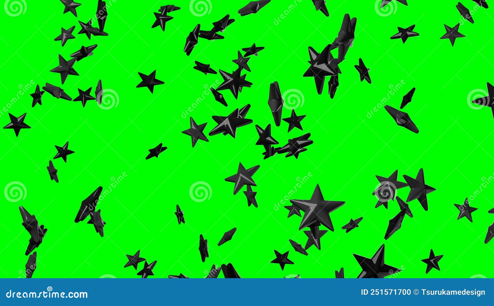 Black Star Objects on Green Chroma Key Background. Stock Illustration ...