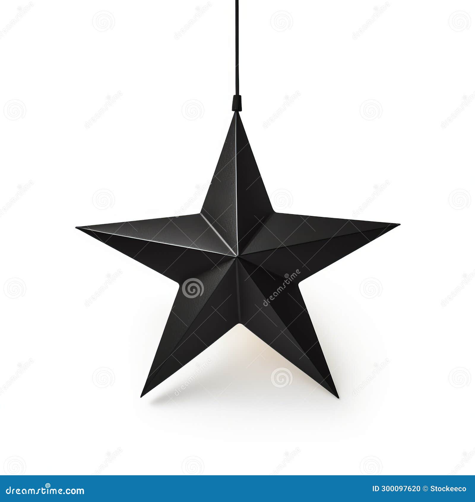 Realistic Chiaroscuro Lighting: Black Star Pendant on White Background ...