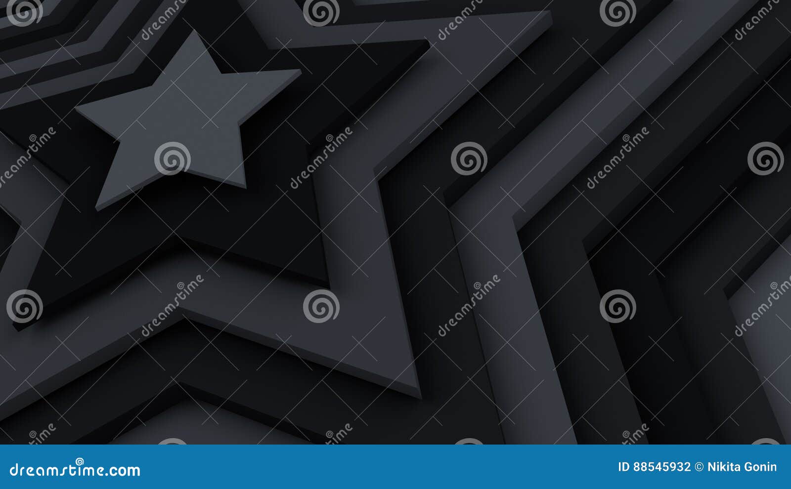 Black Stars Abstract 3D Render Stock Illustration - Illustration of ...