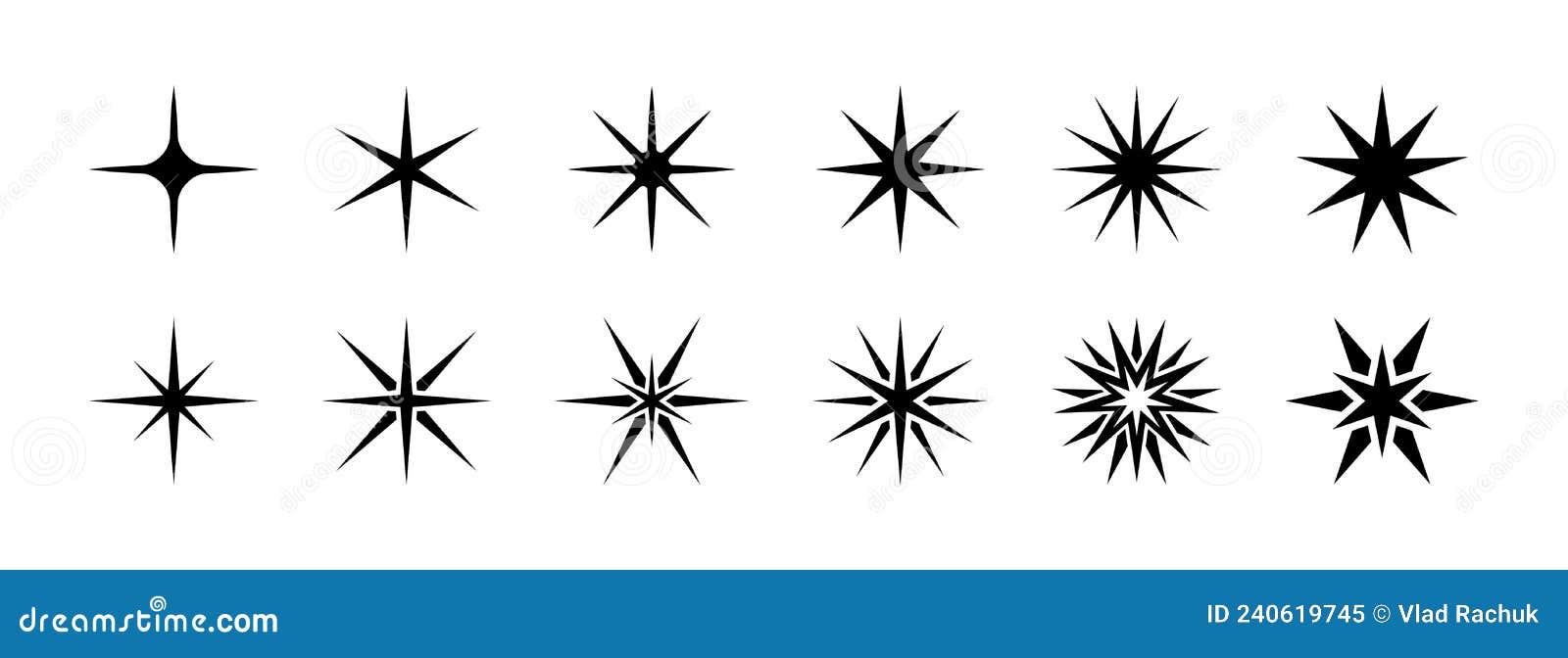 Black Stars Icon Set. Different Modern Simple Stars Set Stock Vector ...