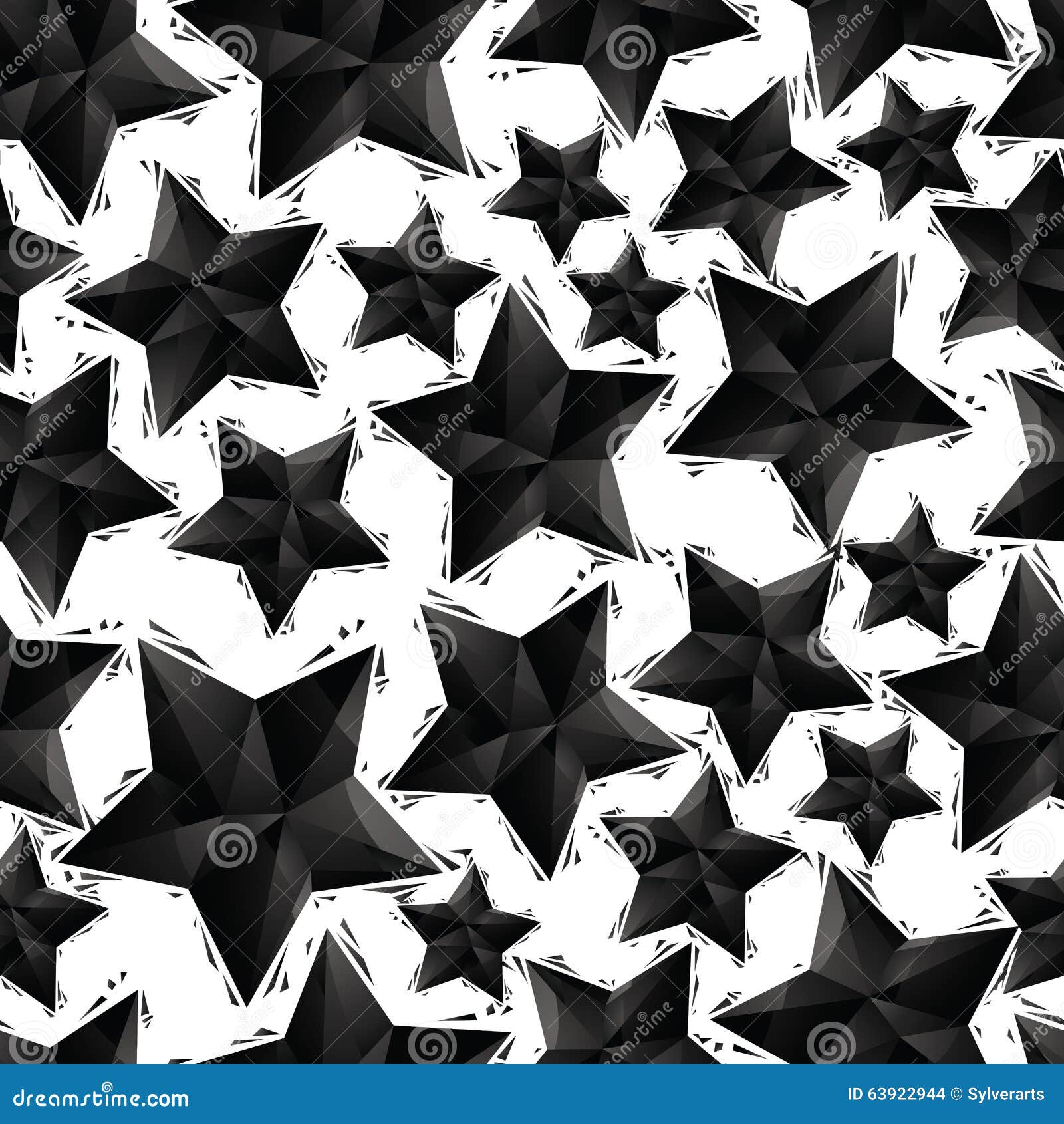 Black Stars Seamless Pattern, Geometric Contemporary Style Repeating ...