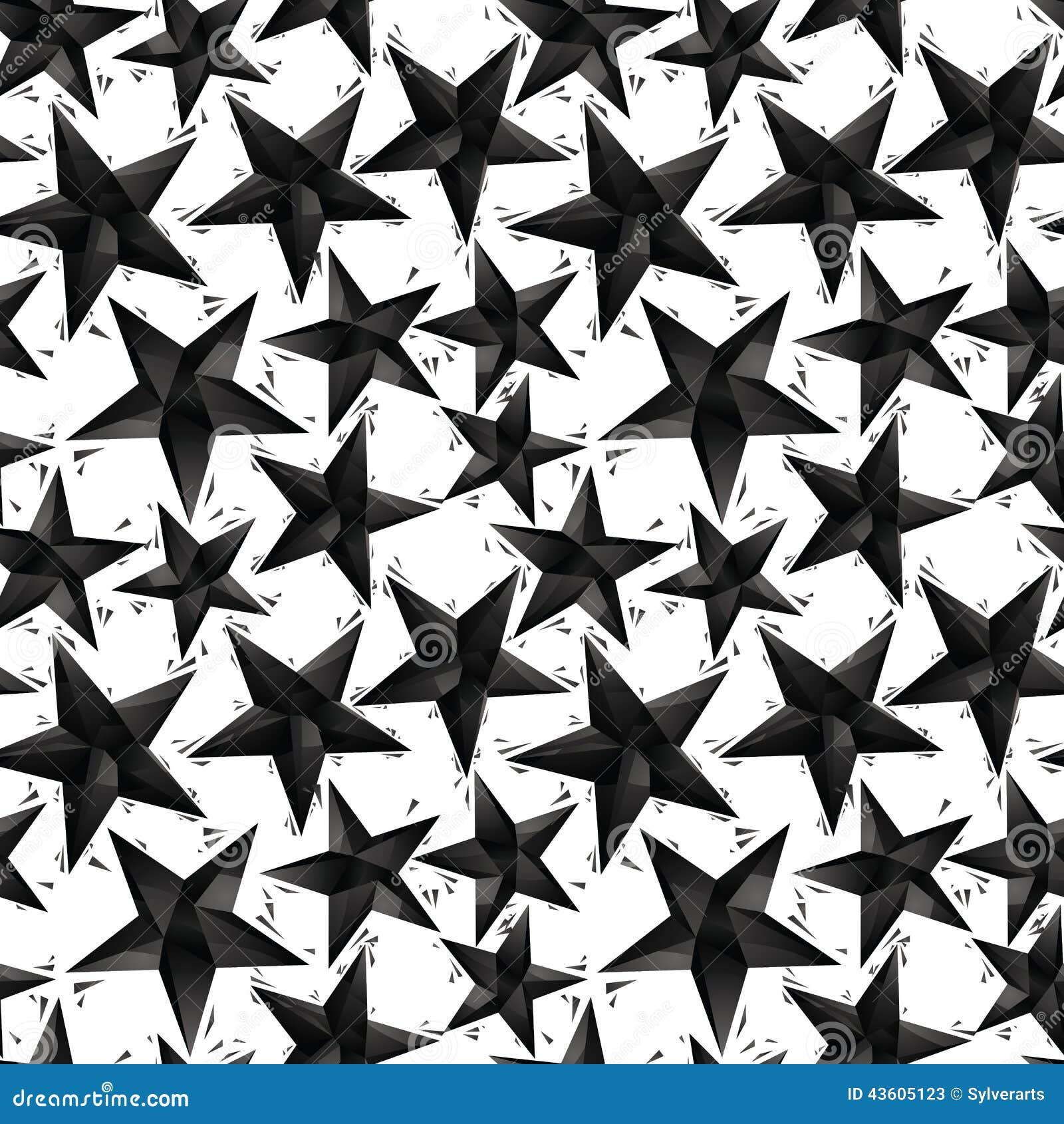 Black Stars Seamless Pattern, Geometric Contemporary Style Repeating ...