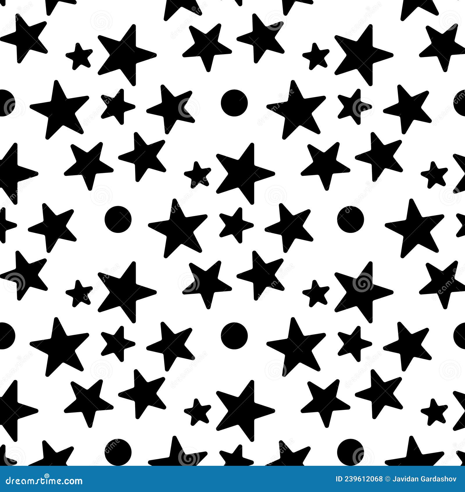 Black Stars Seamless Pattern. Vector Illustration on White Backround ...