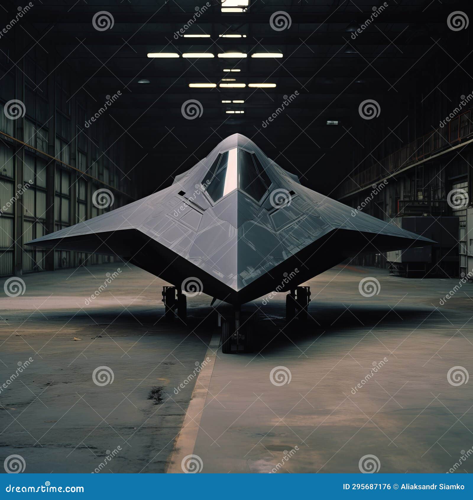 A Black Stealth Plane in a Hangar Stock Photo - Image of aircraft ...