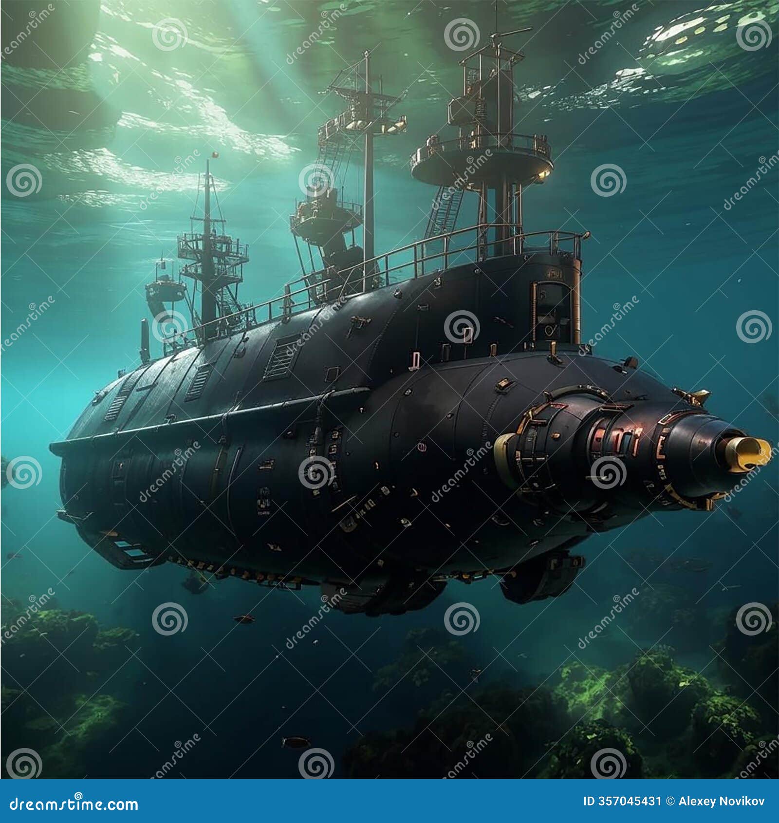 Steampunk Submarine Fantasy With Papercraft Magic Ai Generated Royalty ...