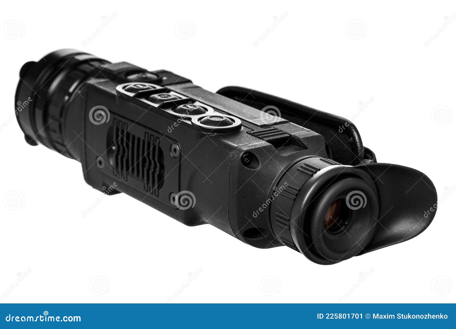 Black Steel Night-vision Monocular Army Devise on White Background ...