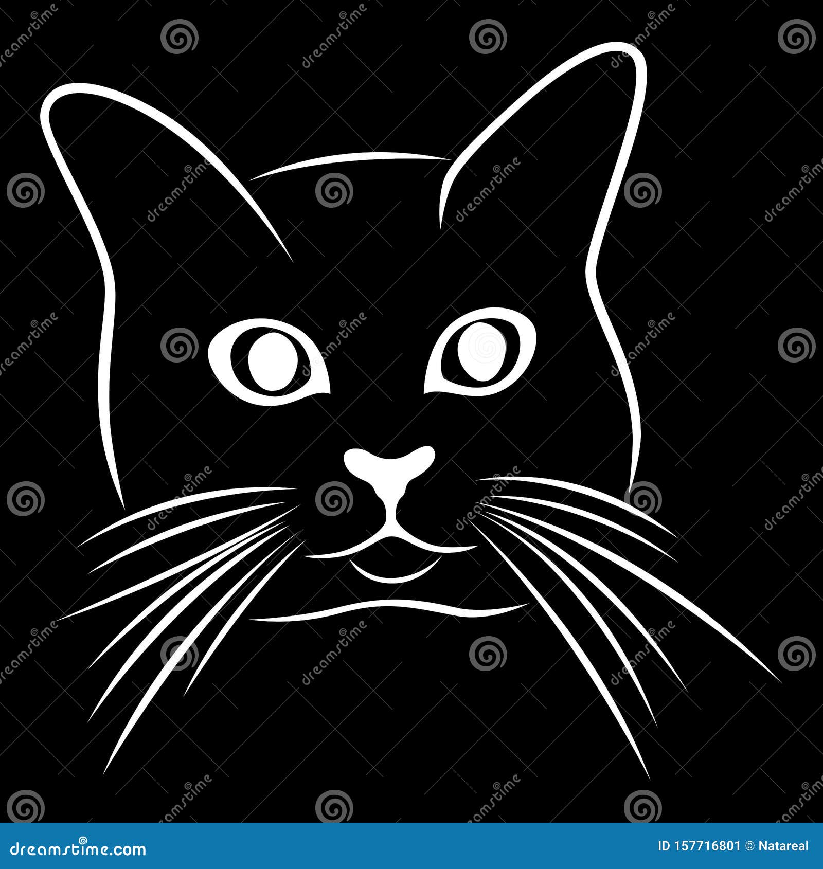 Black Stencil of Cute Cat`s Muzzle Stock Vector - Illustration of back ...