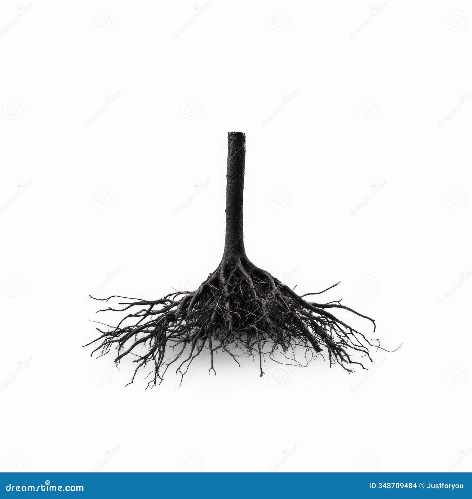Black Stick with Roots Isolated on White Background Stock Illustration ...