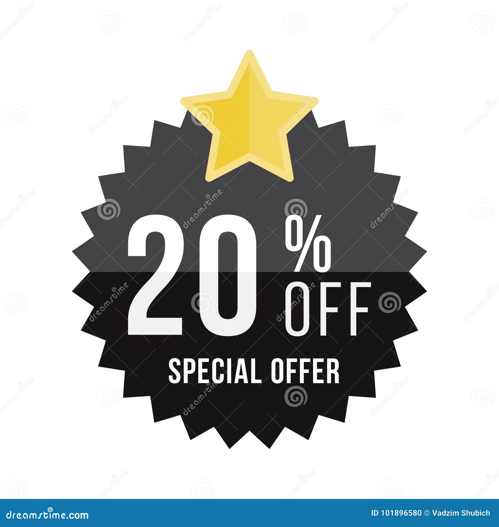 Black Sticker and Star with 20 Off Discount. Template of the Emblem ...