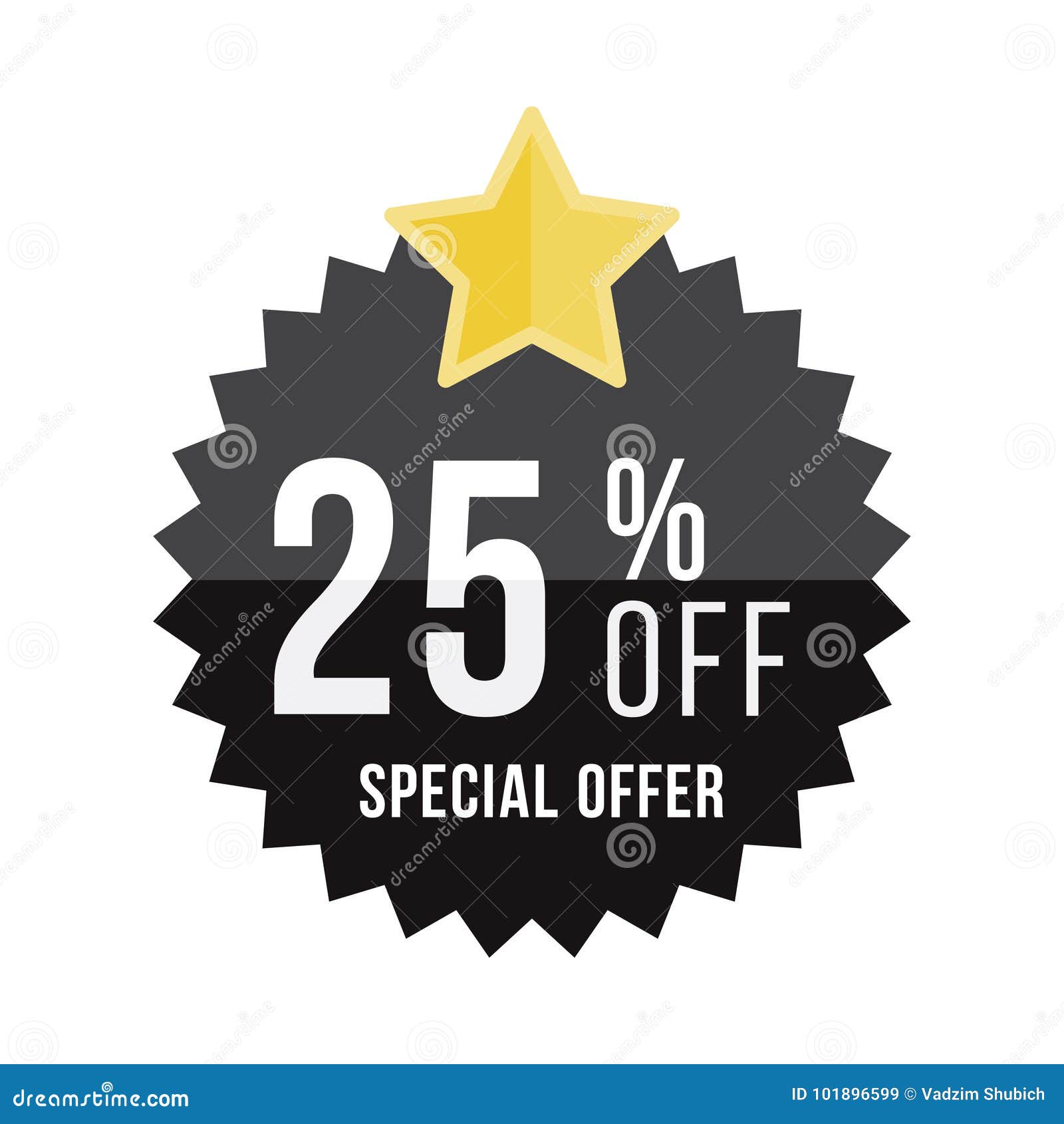 Black Sticker and Star with 25 Off Discount. Template of the Emblem ...