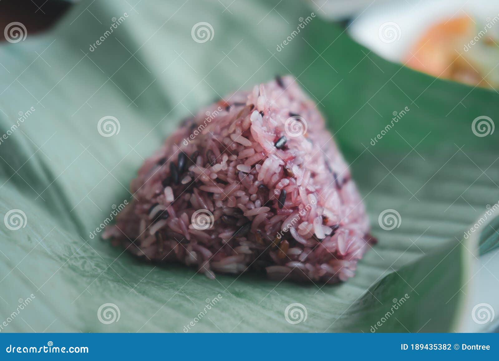 Black Sticky Rice on Banana Leaf Stock Photo - Image of asian, fresh ...