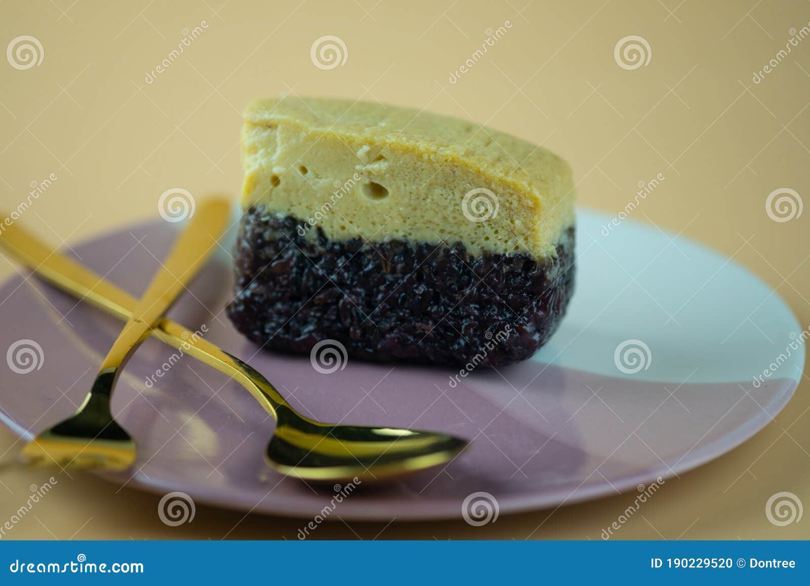 Black Sticky Rice with Egg Steamed Custard Stock Photo - Image of diet ...