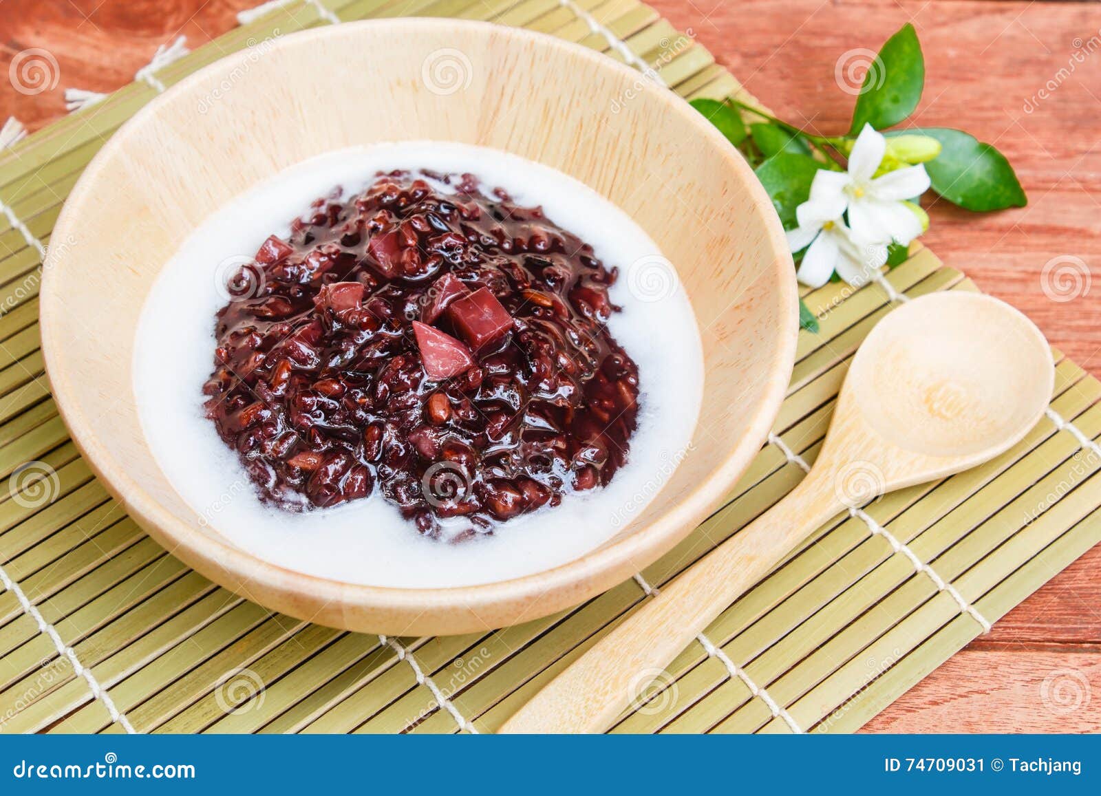 Black Sticky Rice Pudding with Taro, Thai Dessert. Stock Image - Image ...