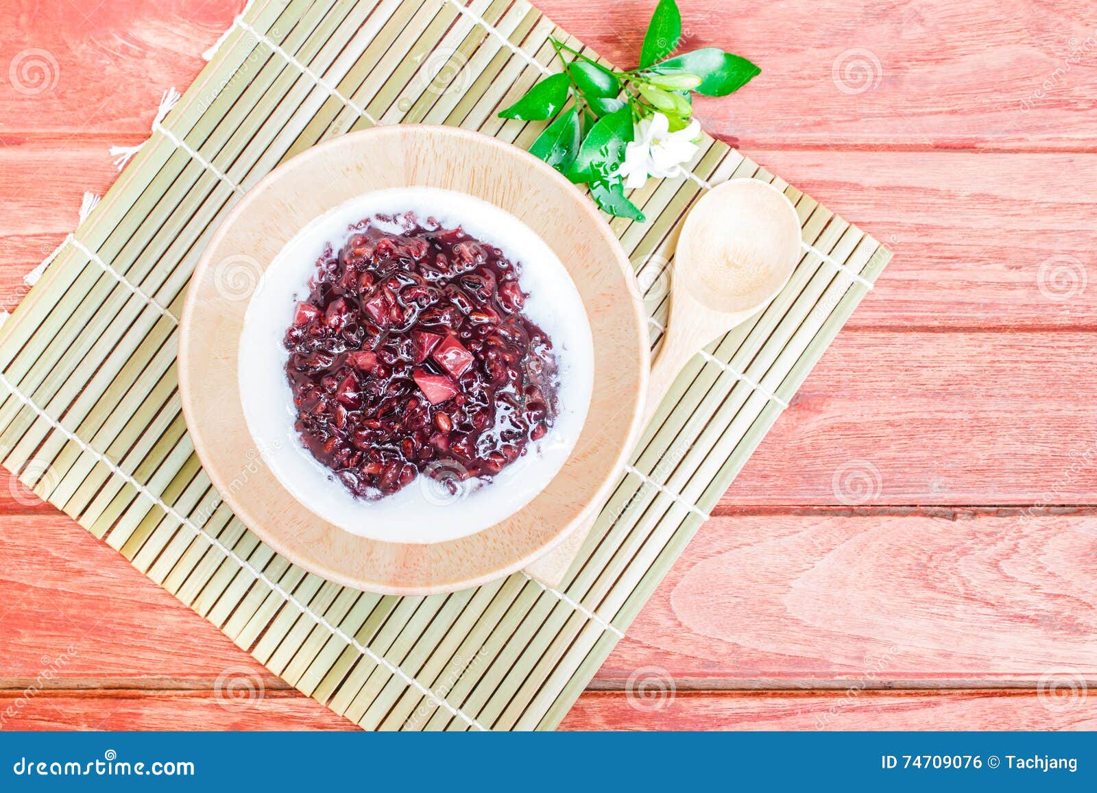 Black Sticky Rice Pudding with Taro, Thai Dessert. Stock Photo - Image ...