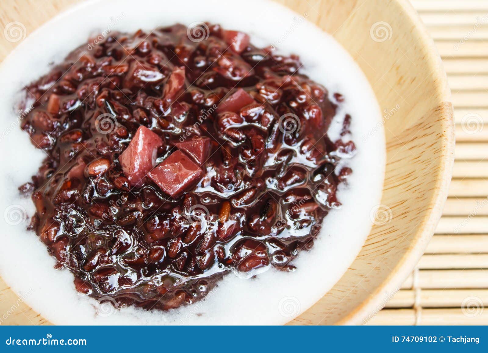 Black Sticky Rice Pudding with Taro, Thai Dessert. Stock Photo - Image ...
