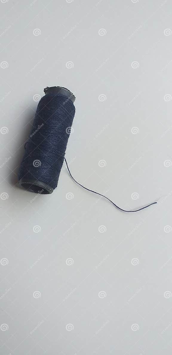 Black Stitching Thread on White Background Stock Image - Image of ...