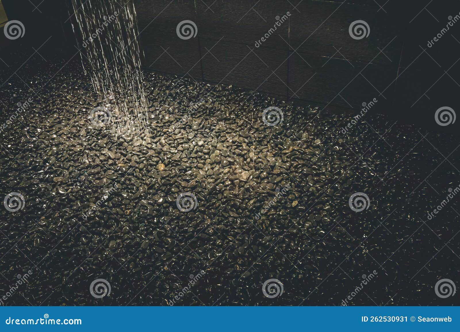 A Black Stone with Lighting, Zen Fountain Stock Image - Image of nature ...