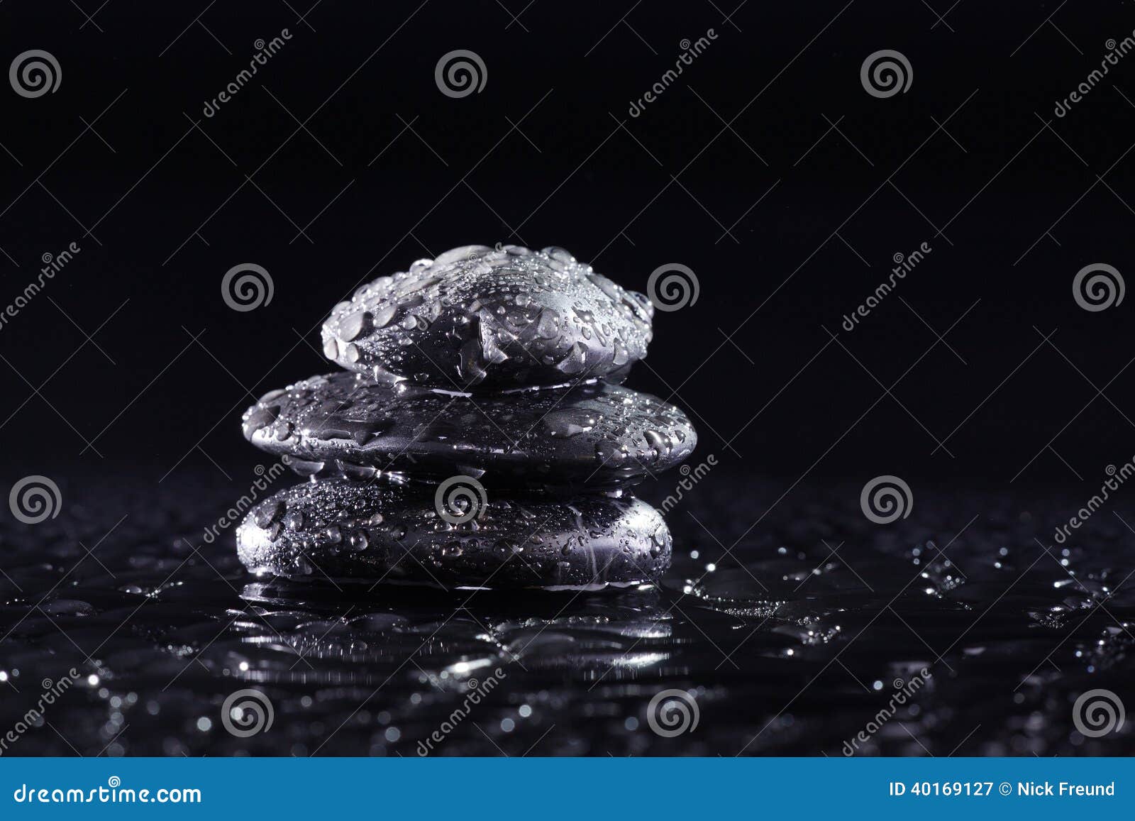 Black Stone with Water Drops Stock Image - Image of rejuvenation ...