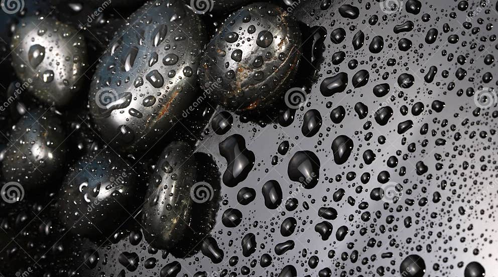 Black stones with drops stock image. Image of rock, massage - 216917207