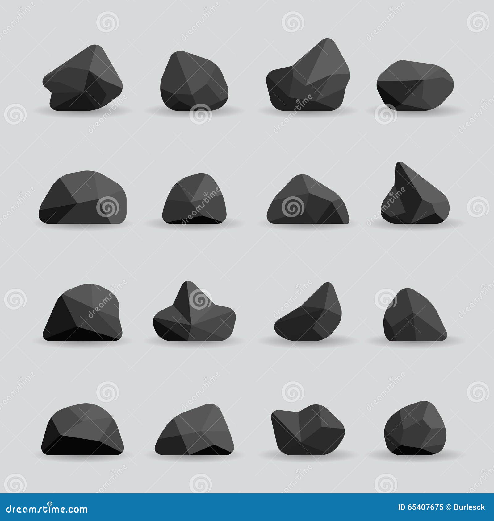 Black Stones in Flat Style Vector Stock Vector - Illustration of coal ...
