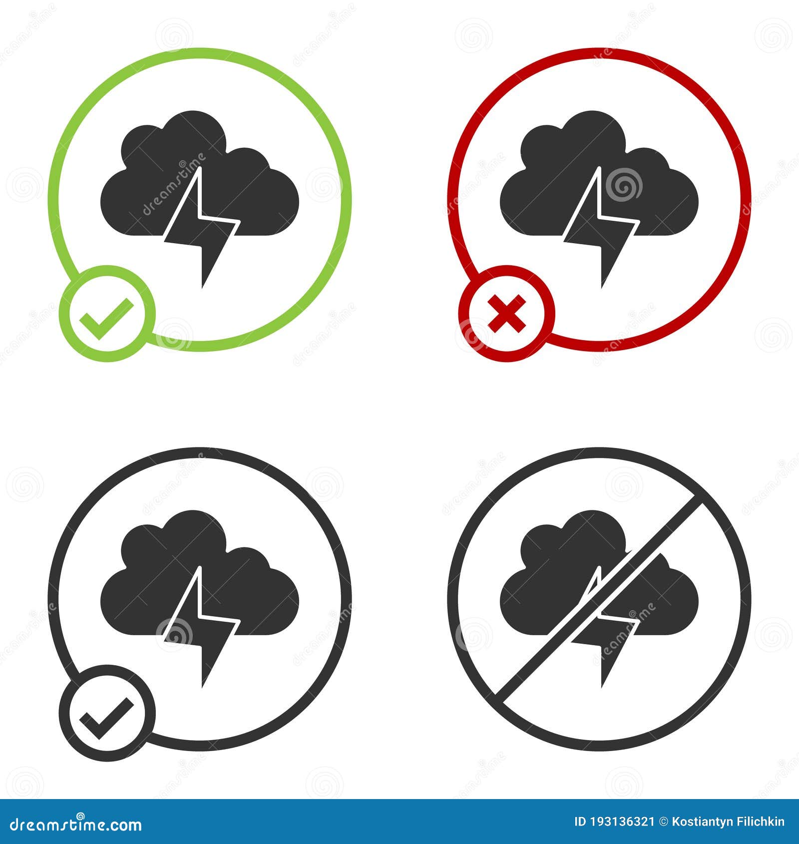 Black Storm Icon Isolated on White Background. Cloud and Lightning Sign ...