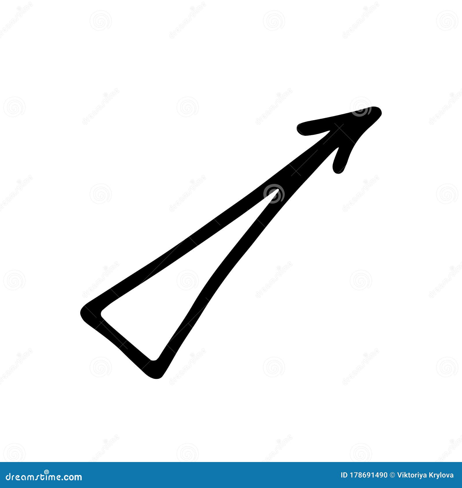 Black Straight Arrow Vector Icon. Hand-drawn Vector Illustration of a ...