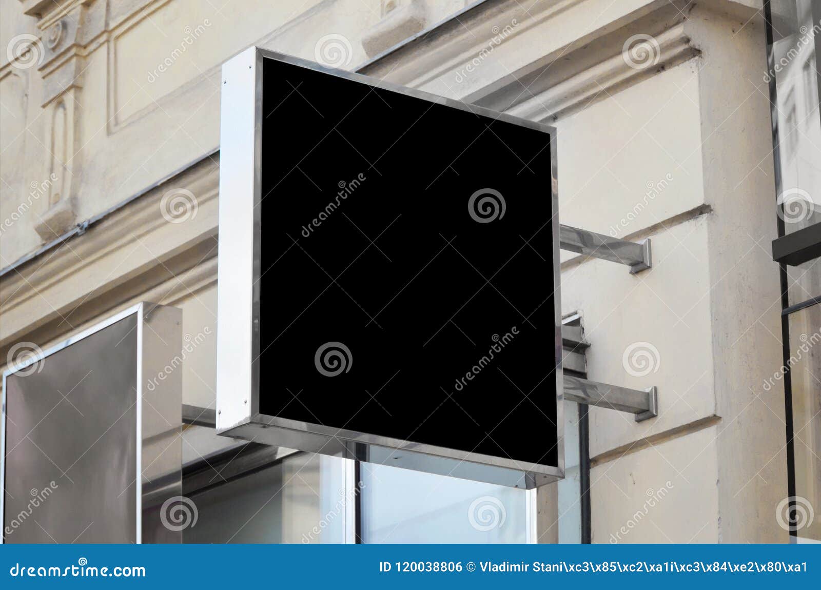 Black Street Sign Square Shape Mockup Stock Photo - Image of logo, city ...