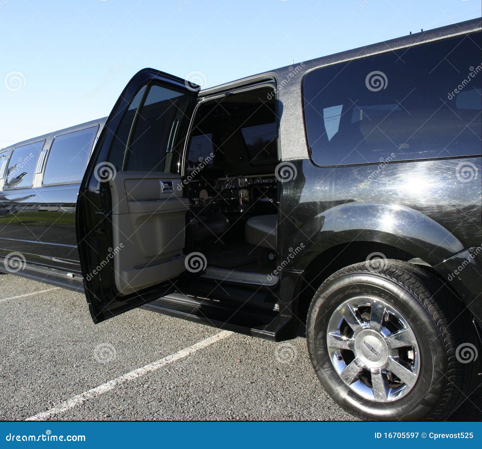 Black Stretch Limo with Door Open Stock Image - Image of prom ...