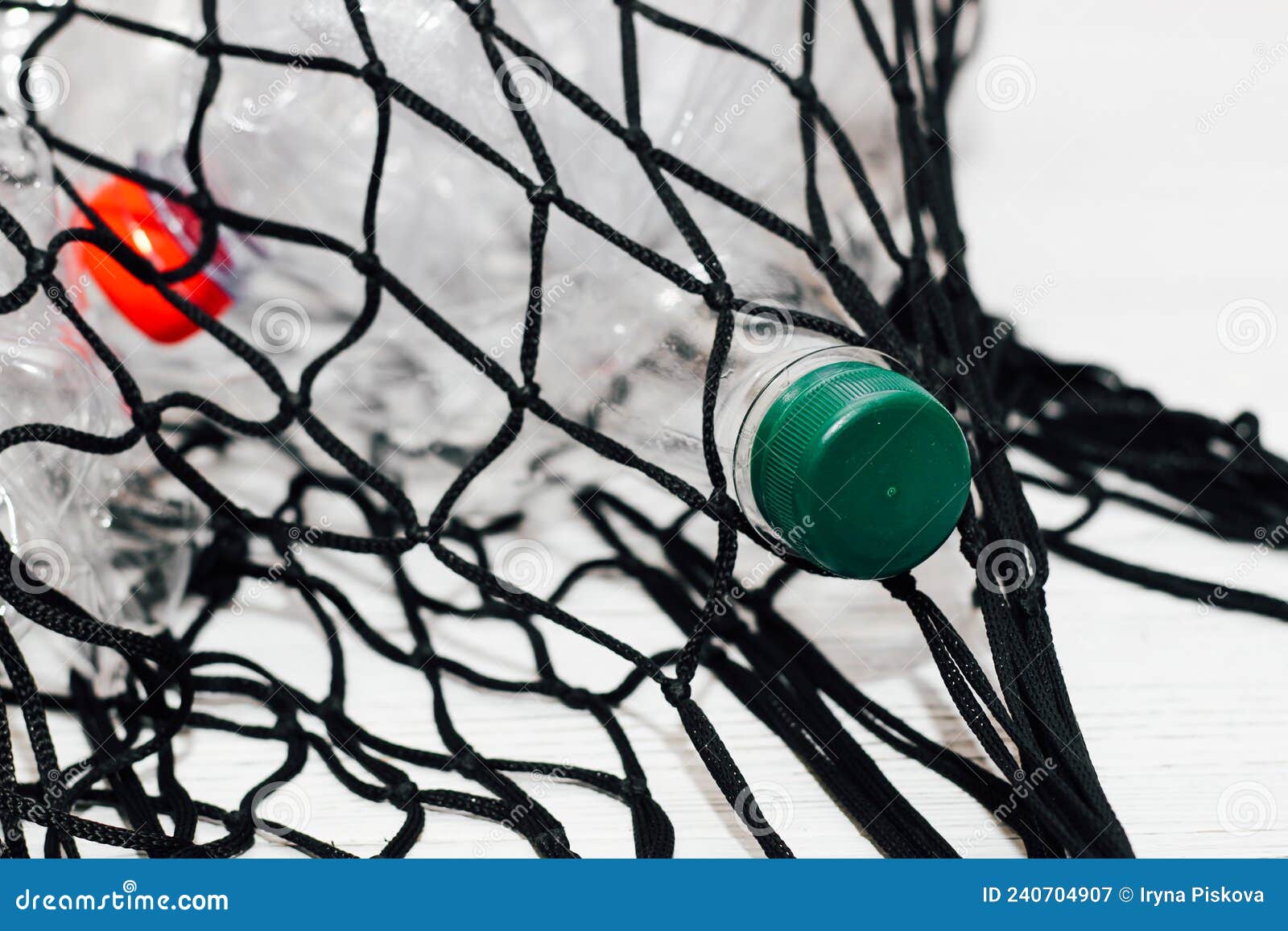 Black String Bag with Plastic Bottles, Ecology Concept. Stock Image ...
