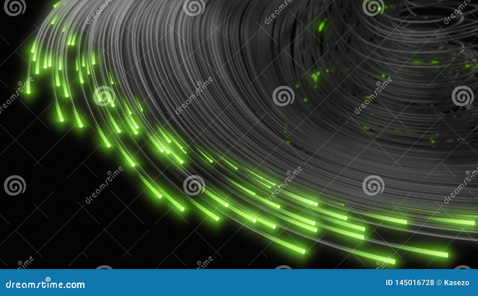 Black Strings with Glowing Heads. 3d Illustration Stock Illustration ...