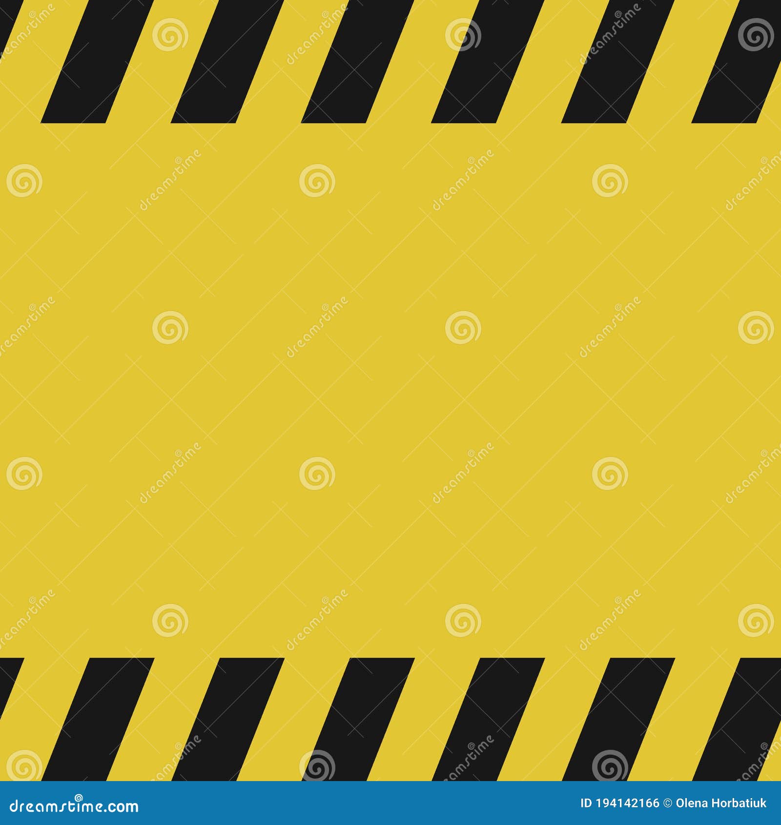 Black Stripped Rectangle On Yellow Background. Blank Warning Sign ...
