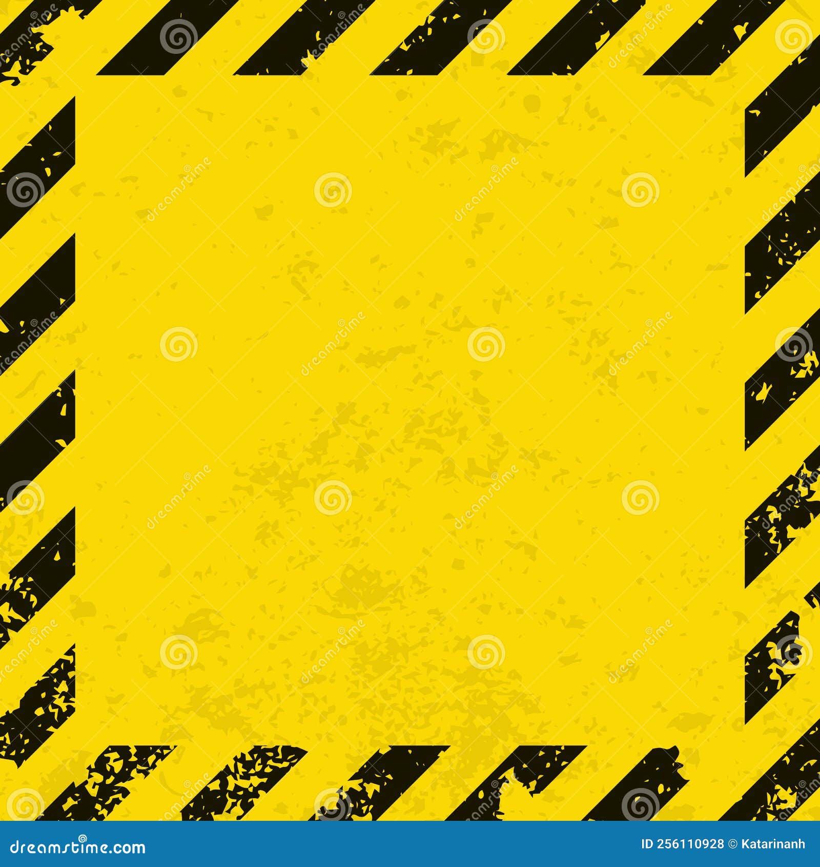 Black Stripped Square on Yellow Background. Blank Warning Sign. Warning ...