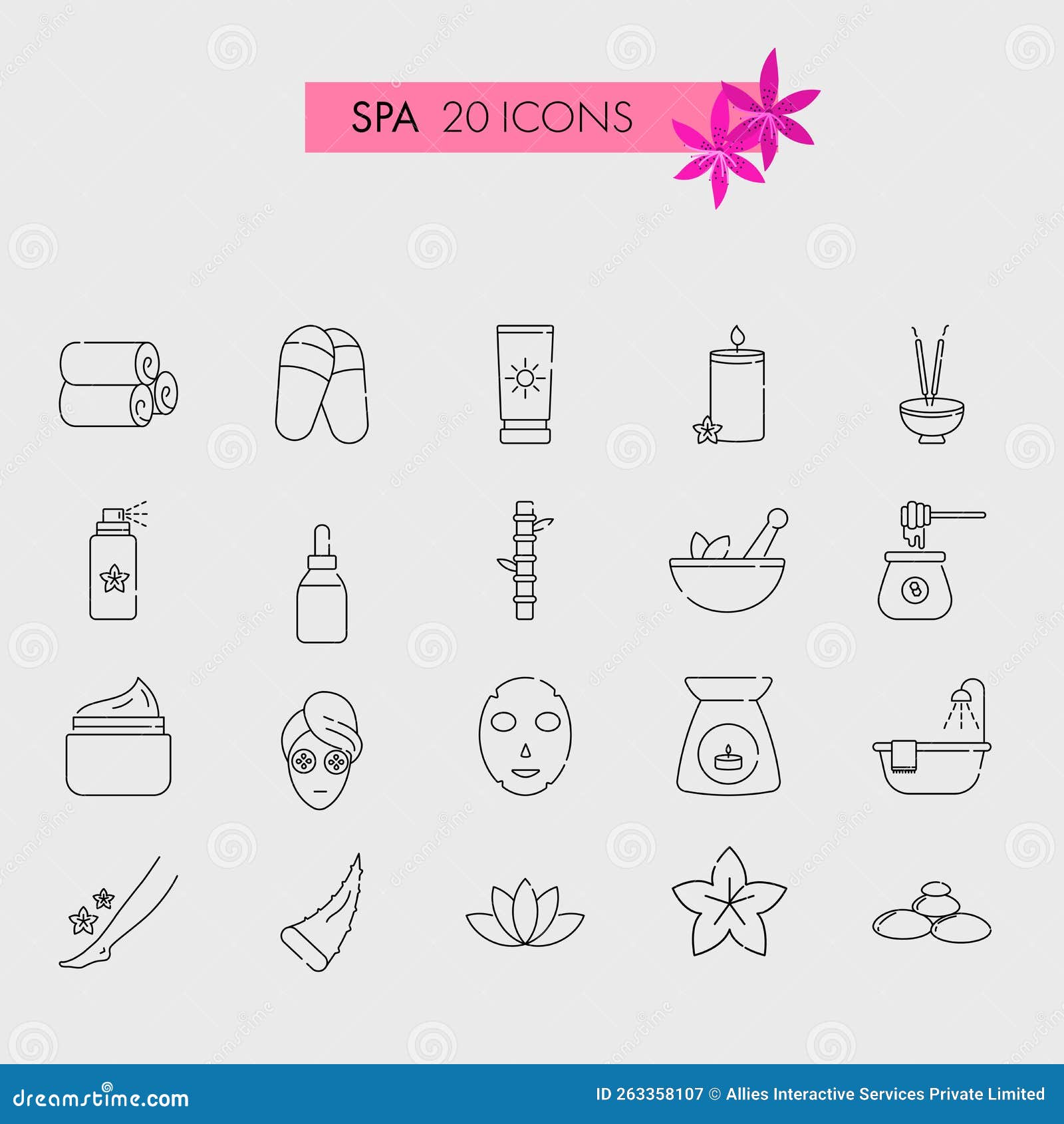 Black Stroke Illustration of SPA 20 Icon or Symbol Stock Illustration ...