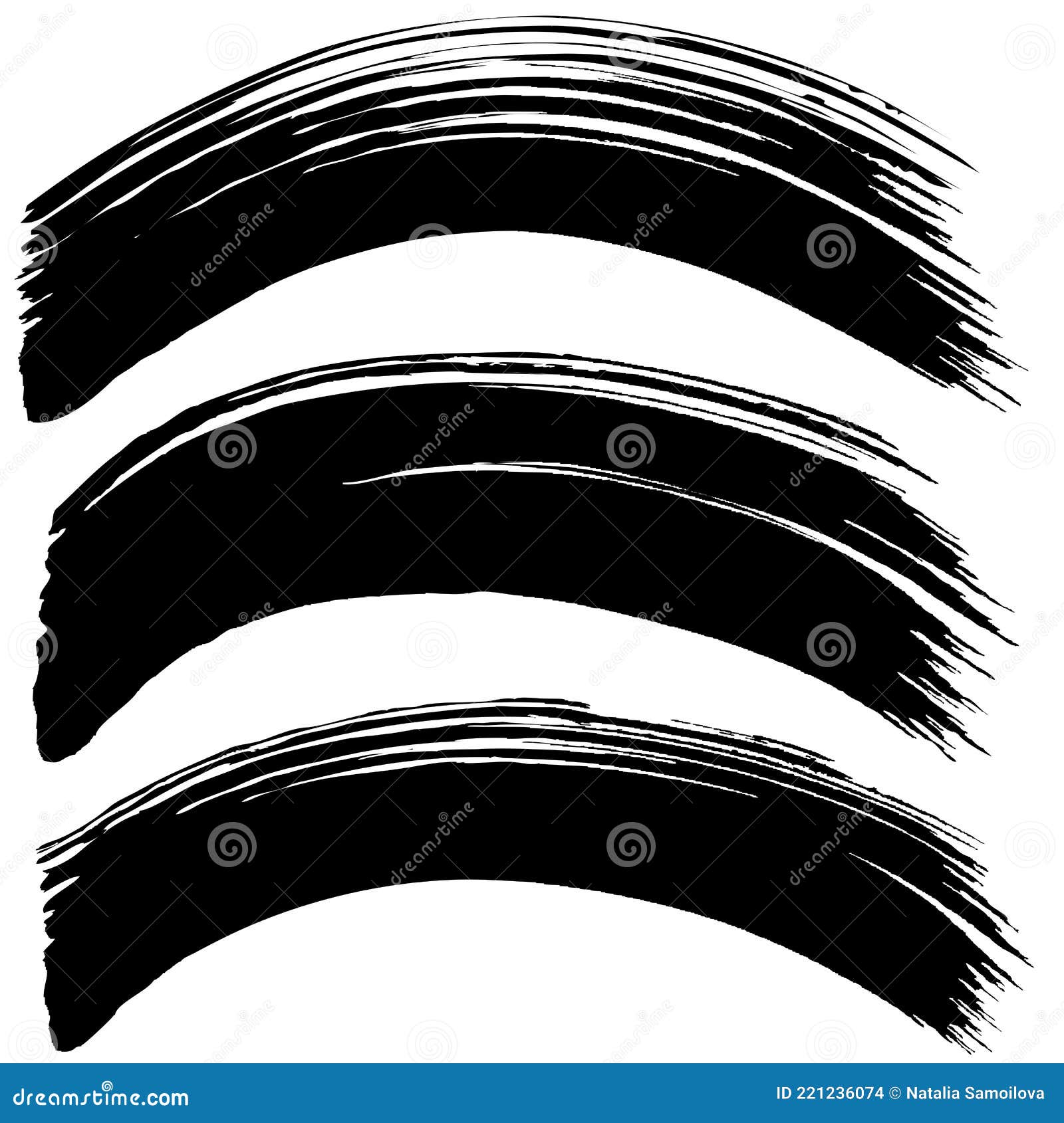 Black Strokes, Lines with a Wide Brush on a Transparent Background ...