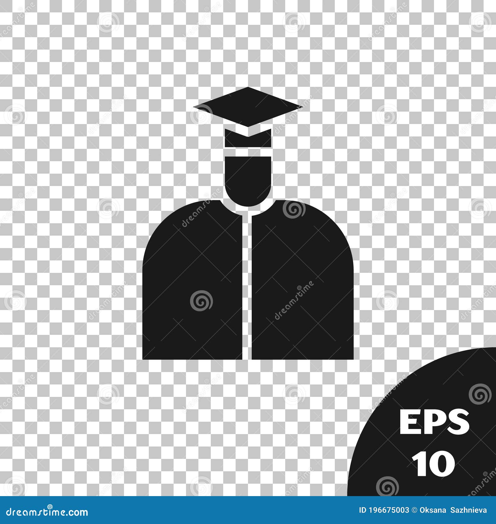 Black Student Icon Isolated on Transparent Background. Vector ...