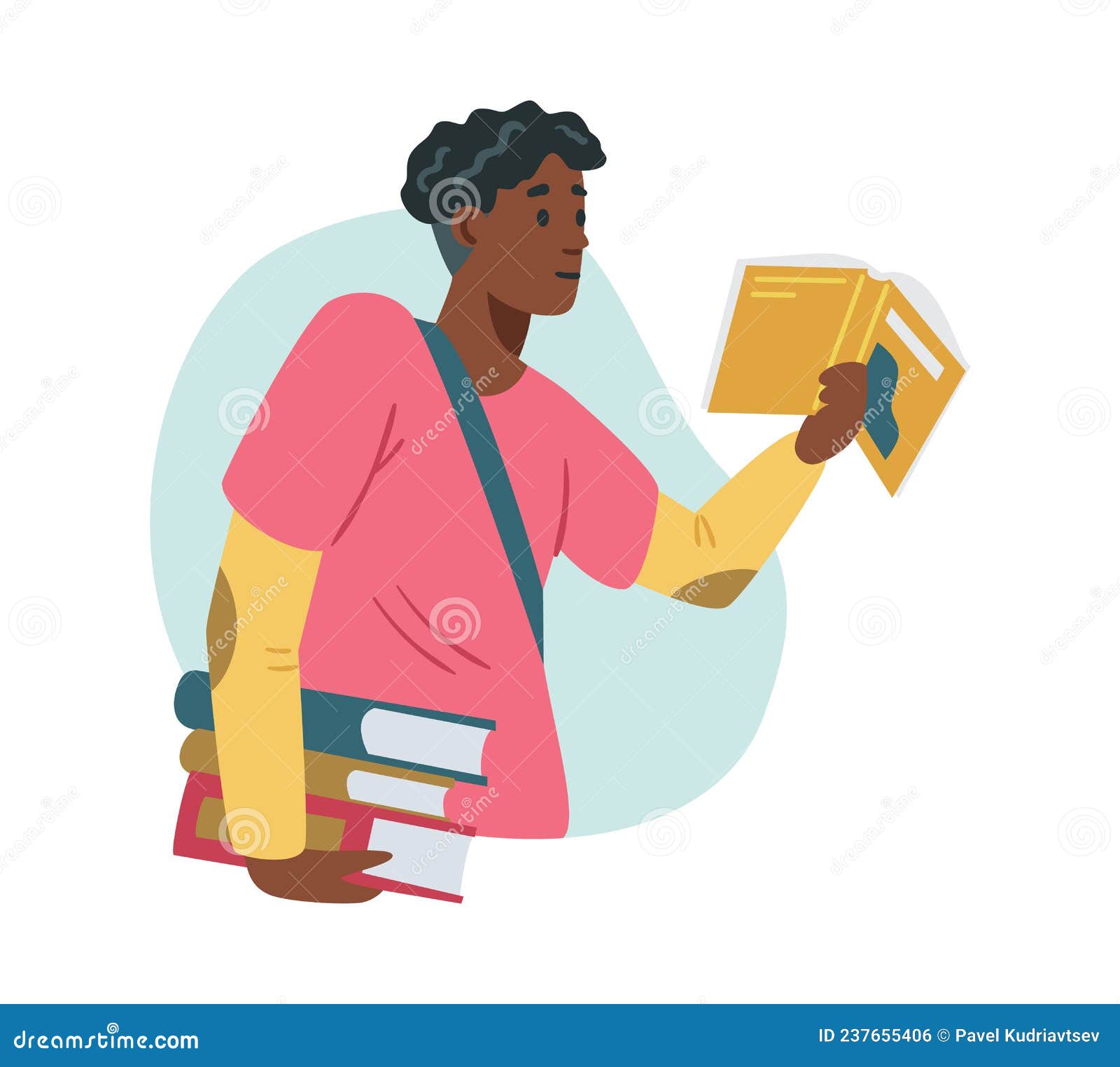 Black Student Reader. Black Kid Study and Read Books at High School or ...