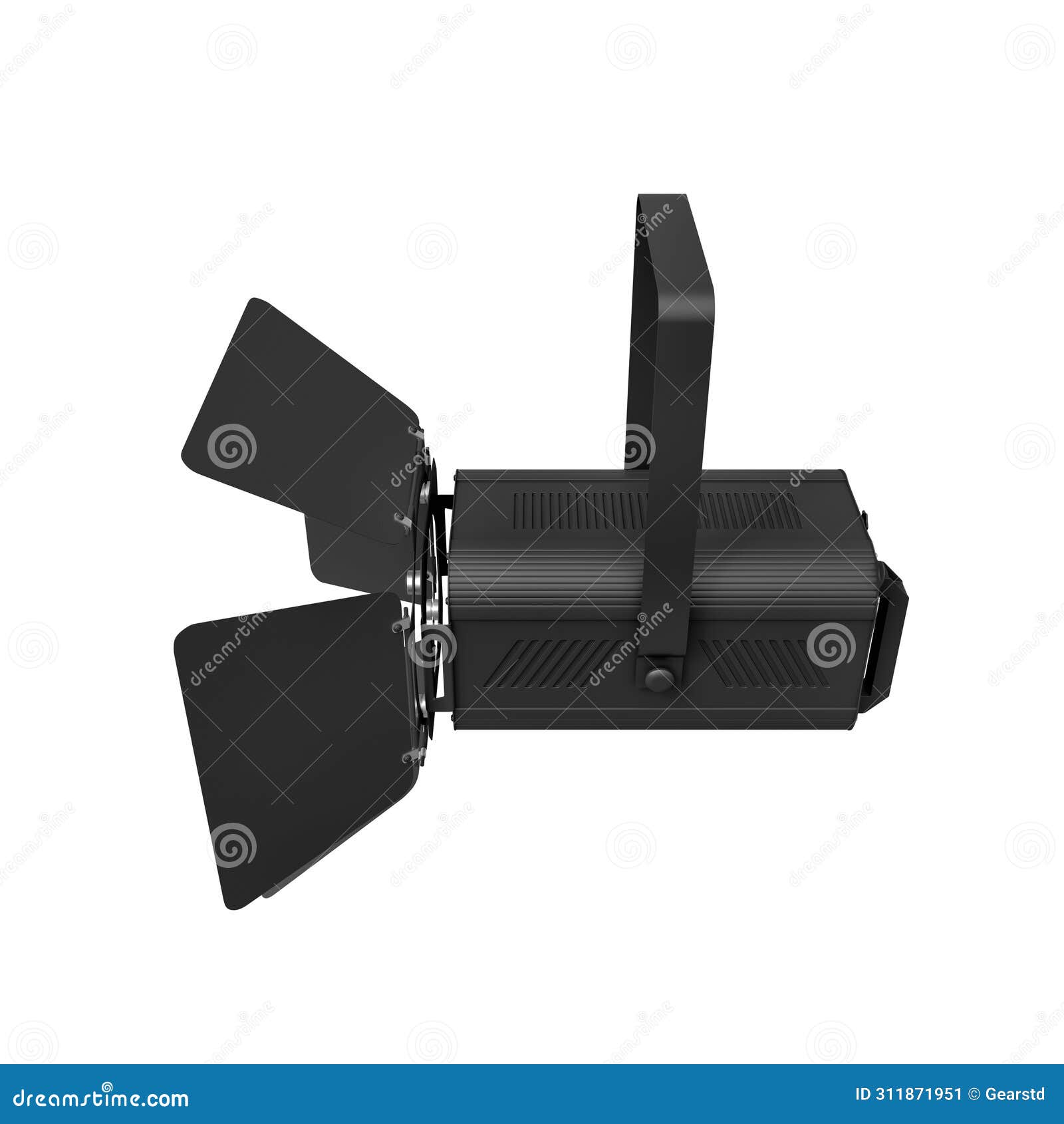 Black Studio Light with Barn Doors Side View Stock Image - Image of ...