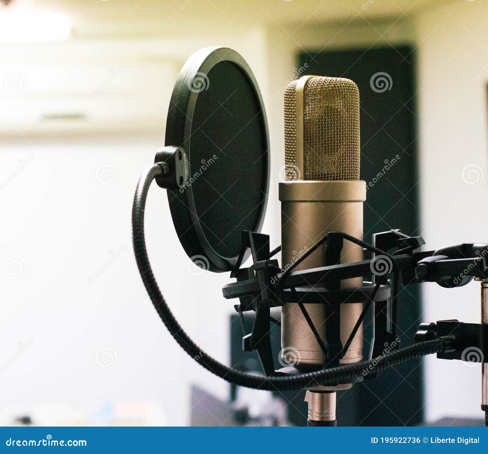 Black Studio Microphone with Anti-noise Stock Photo - Image of panel ...