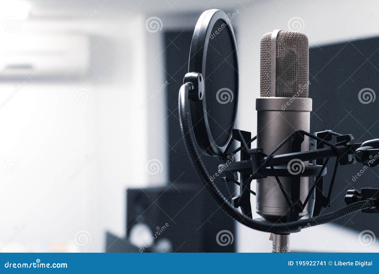 Black Studio Microphone with Anti-noise Stock Image - Image of length ...