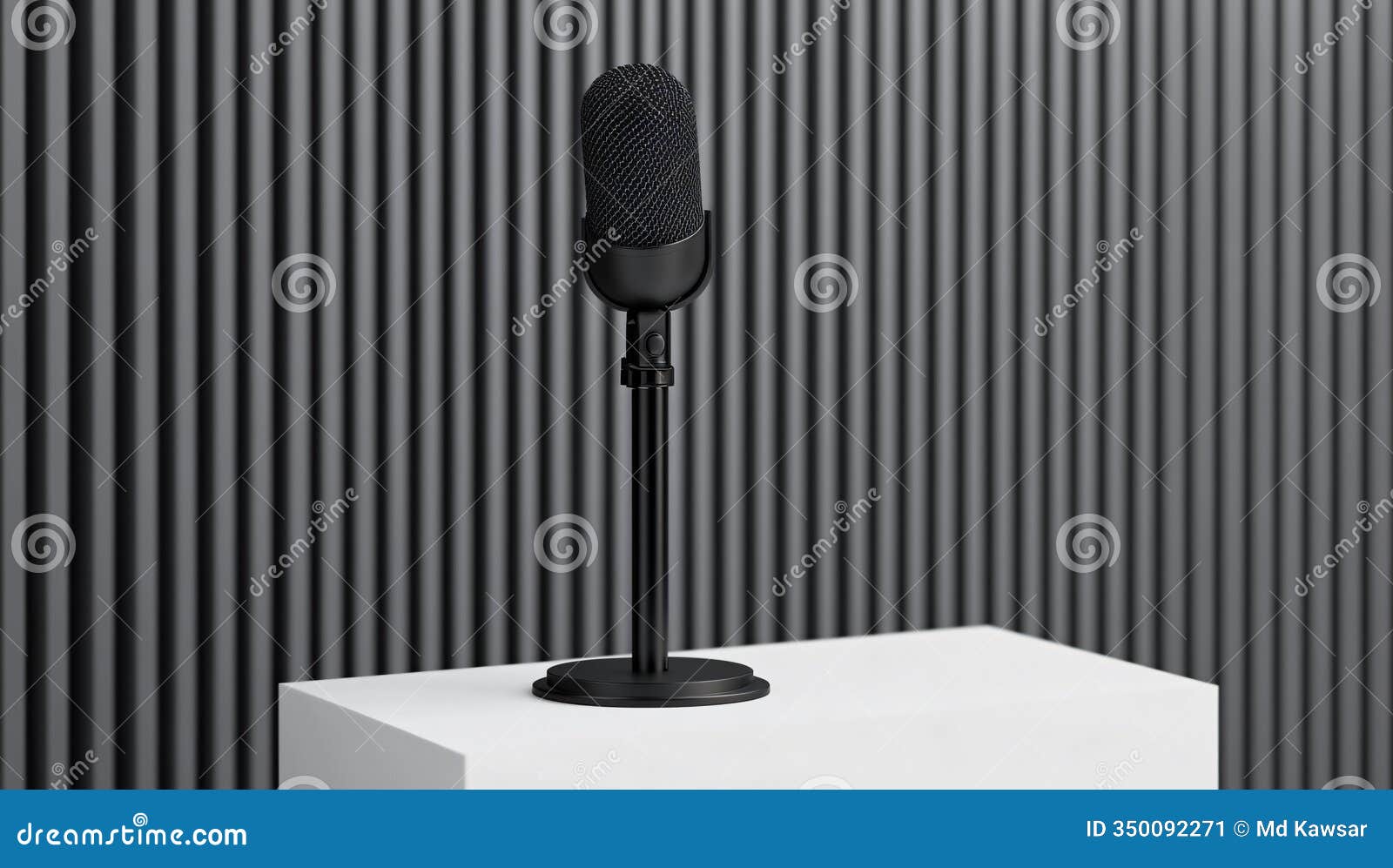Black Studio Microphone on White Cube Minimalist High Quality Image ...
