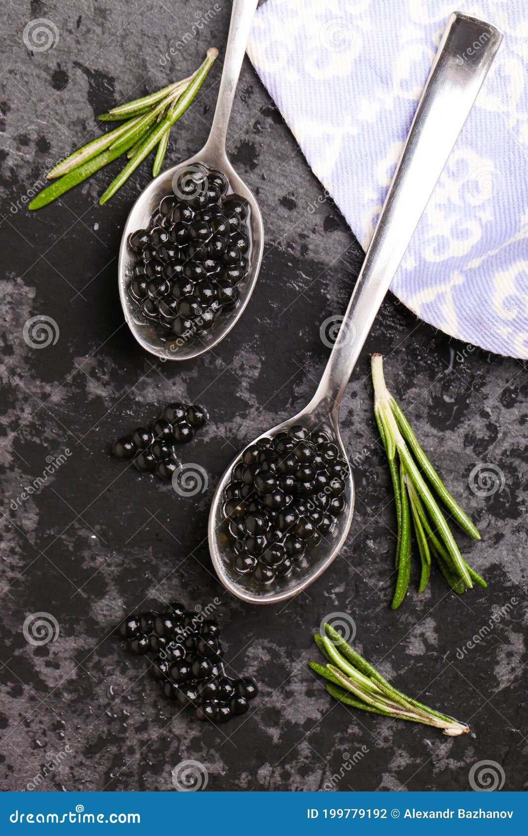 Black Sturgeon Caviar in a Spoon Stock Photo - Image of dark, vertical ...