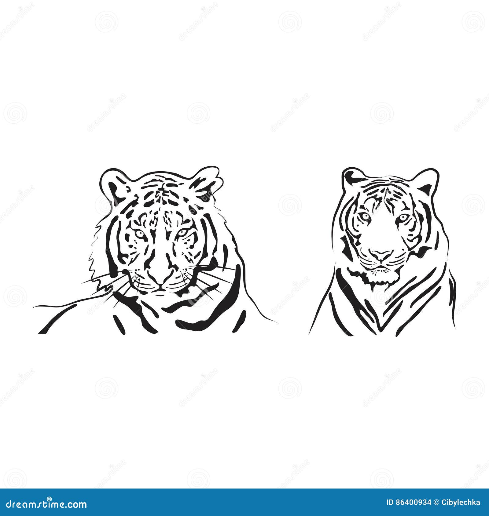 Vector tigers head stock illustration. Illustration of design - 86400934