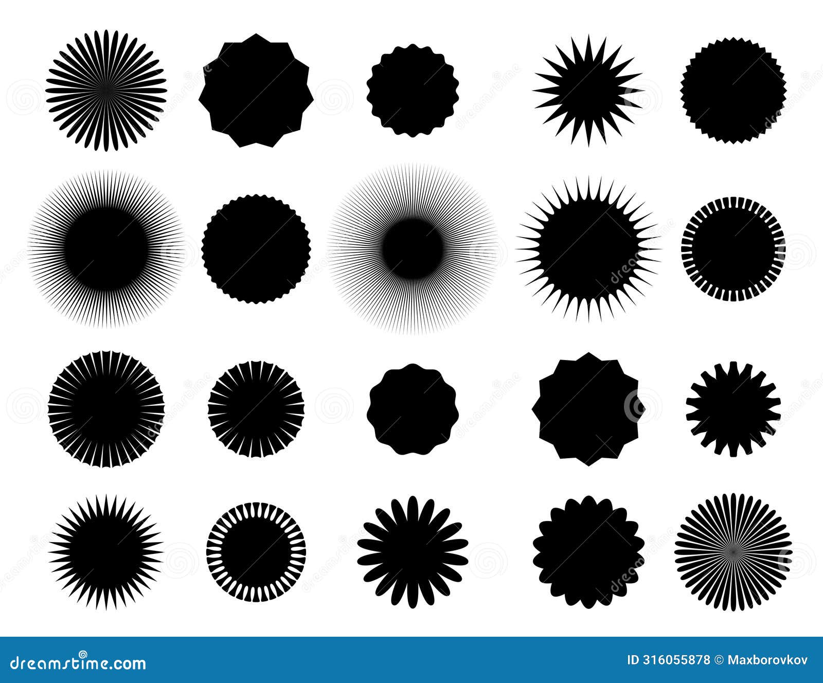 Set Of 16 Starburst Shapes Cartoon Vector | CartoonDealer.com #10047081