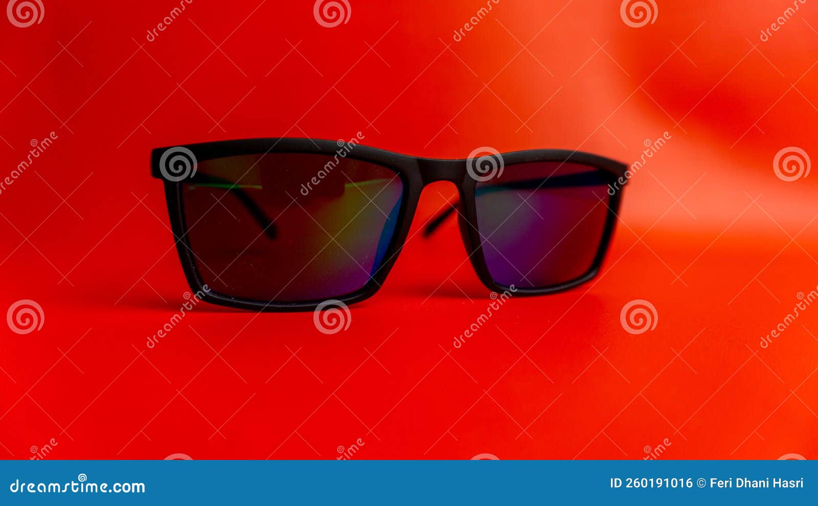 Black Sunglasses Isolated on Red Background Stock Photo - Image of read ...