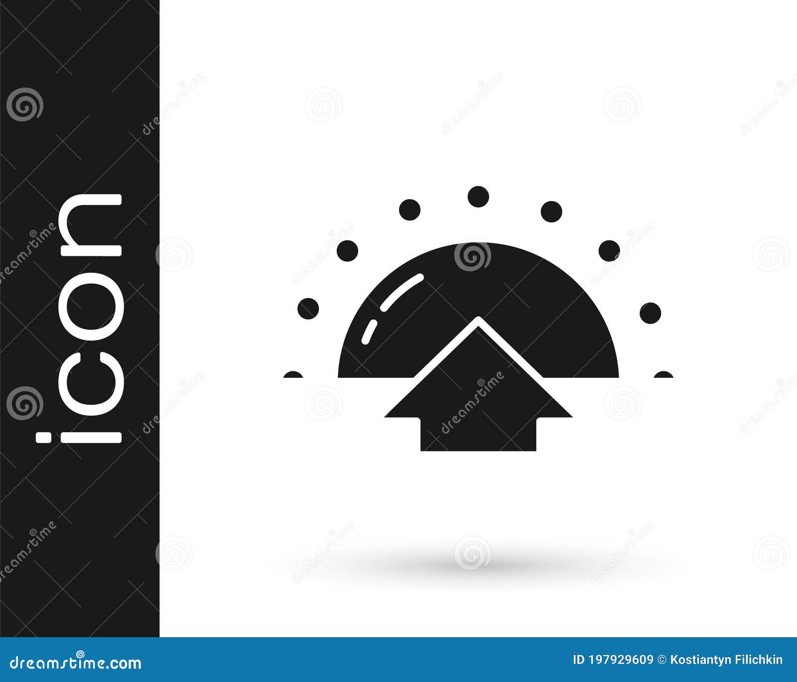 Black Sunrise Icon Isolated On Transparent Background. Green Square ...