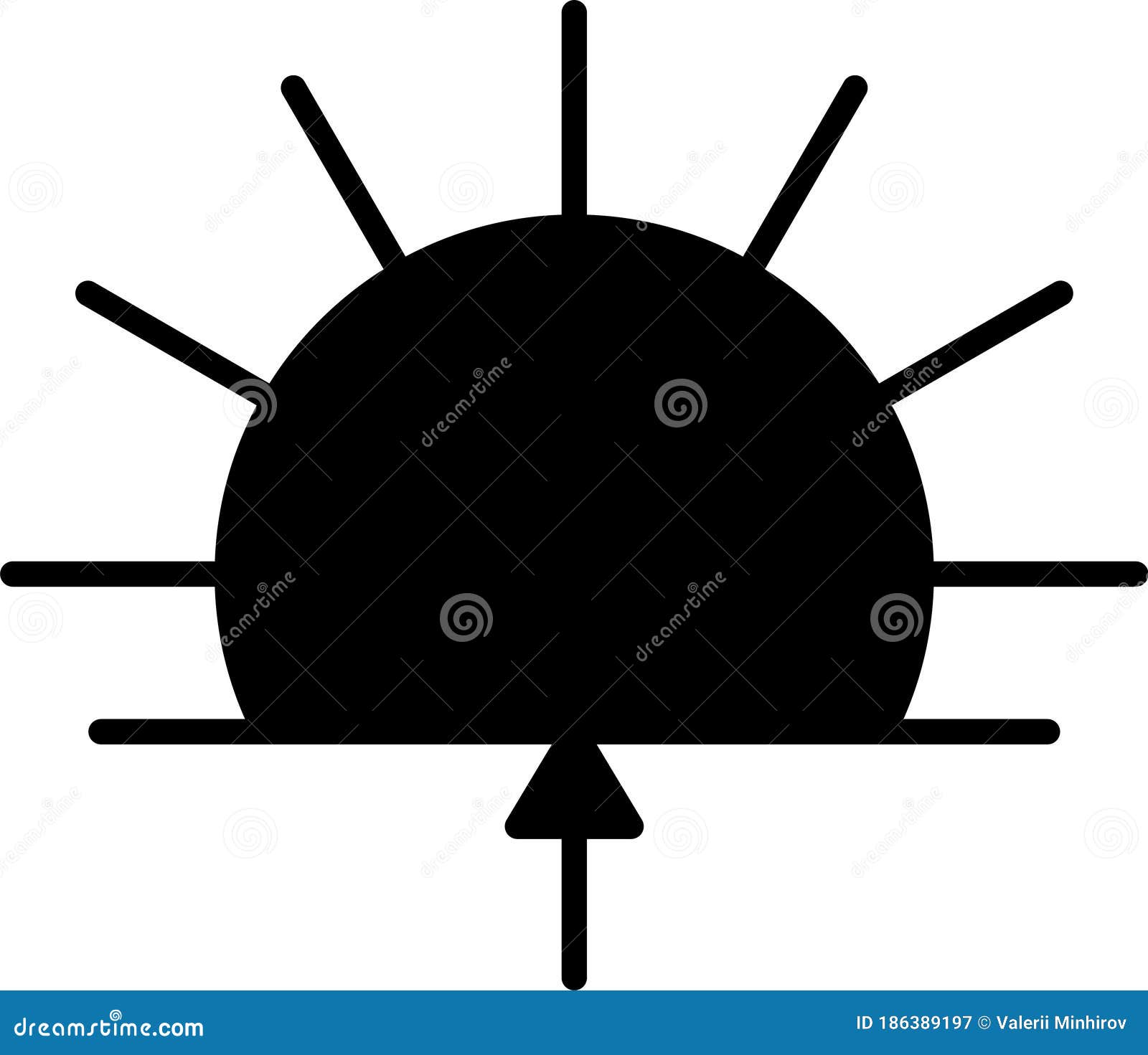 Black Sunrise Icon Isolated On Transparent Background. Green Square ...