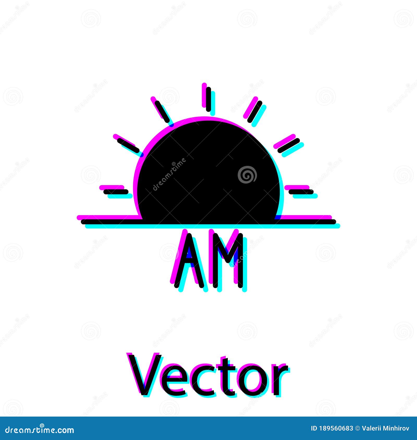 Black Sunrise Icon Isolated On White Background Vector Illustration