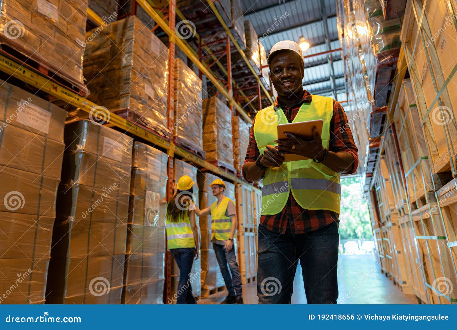 Black Supervisor Warehouse Manager with Digital Tablet Stock Photo ...