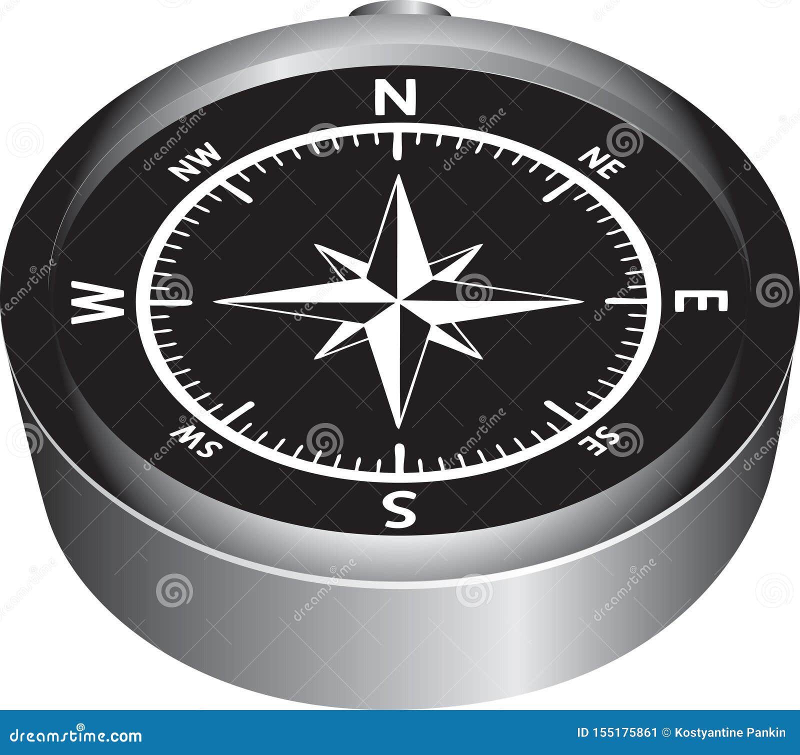 Black surface compass stock vector. Illustration of brown - 155175861