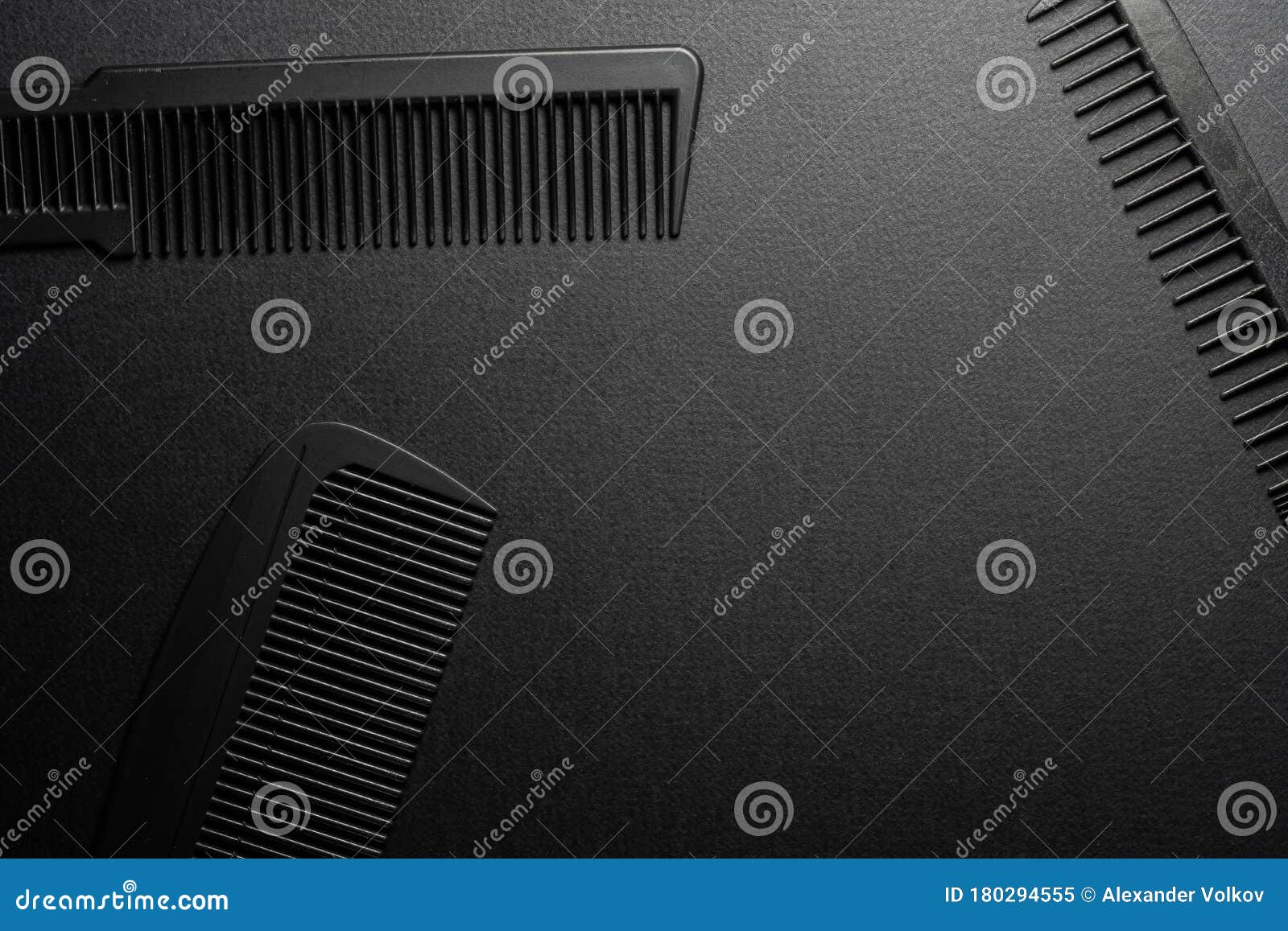 On a Black Surface are Old Barber Tools. Barber Tools. Three Comb ...